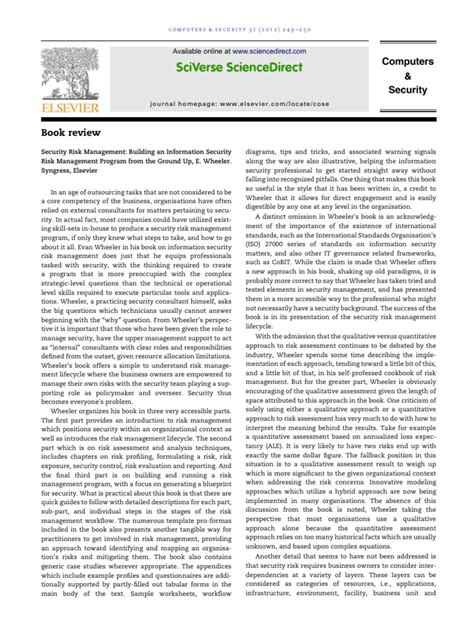 Security Risk Management Building An Inf Pdf Risk Risk Management