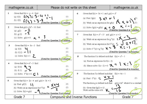 Grade 7 Functions Worksheet Uk Studocu