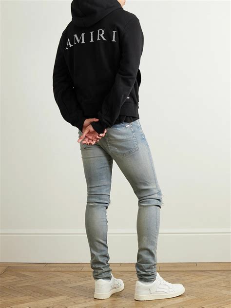Amiri Crystal Embellished Cotton Jersey Hoodie Black Amiri