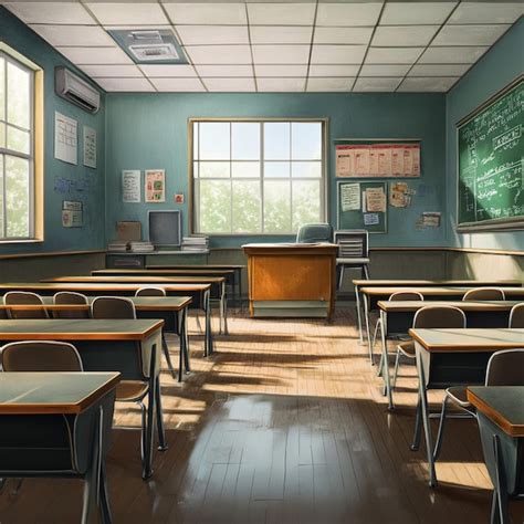 School Classroom Without Students And Teacher Premium Ai Generated Image