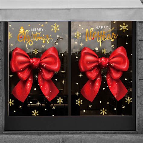 Large Christmas Window Clings For Glass Windows 2 Sheets Bows Window