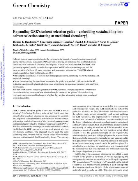 Pdf Expanding Gsks Solvent Selection Guide Embedding