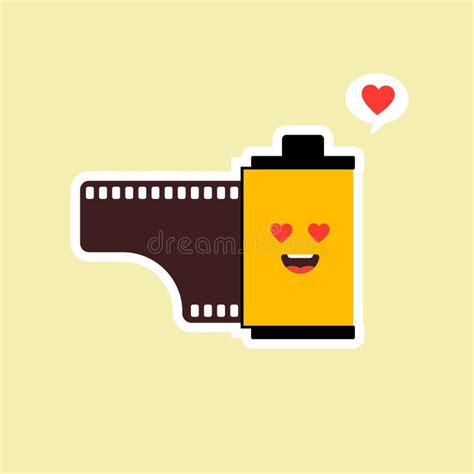 Roll Film Flat Design Vector Illustration Kawaii Camera Roll Film