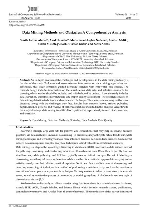 pdf data mining methods and obstacles a comprehensive analysis