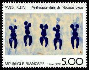 Yves Klein Anthropométrie de lépoque bleue Timbre de 1989