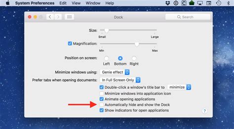 how to hide and show the dock with a shortcut