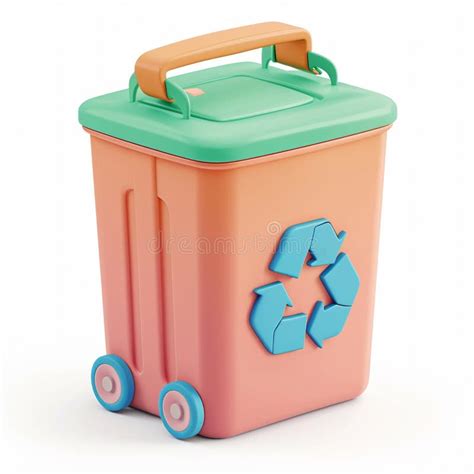 Trash Bin With A Recycling Symbol Cute 3d Cartoon Illustration Eco