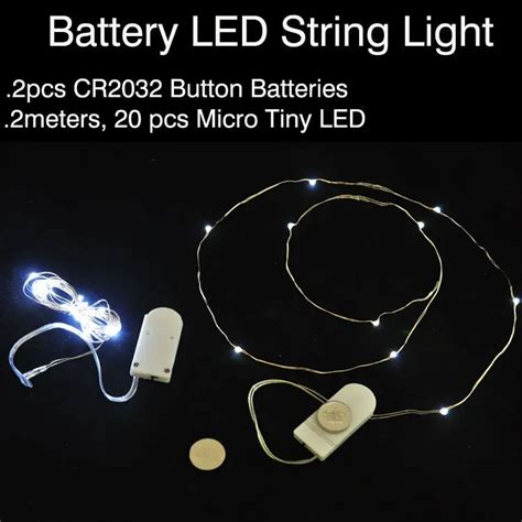 100pcs Lot CR2032 Cell Button Battery Operated Micro Mini LED String Lights 2M 20LED For Wedding