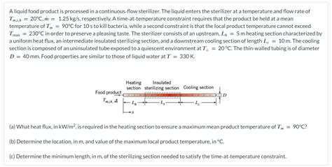 Solved A Liquid Food Product Is Processed In A