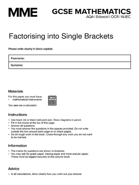 Factorising Questions Mme Pdf