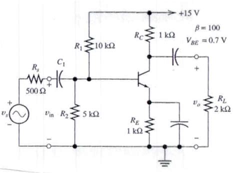 solved calculation of ce amplifier performance a find av