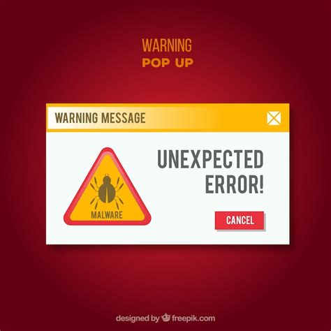 Free Vector Modern Warning Pop Up With Flat Design