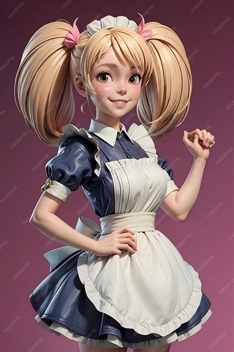 Premium Ai Image Anime Cartoon Kawaii Beautiful Girl In A Maid Dress
