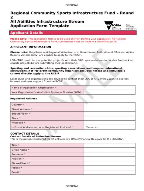 Regional Community Sports Infrastructure Fund Application Doc Template