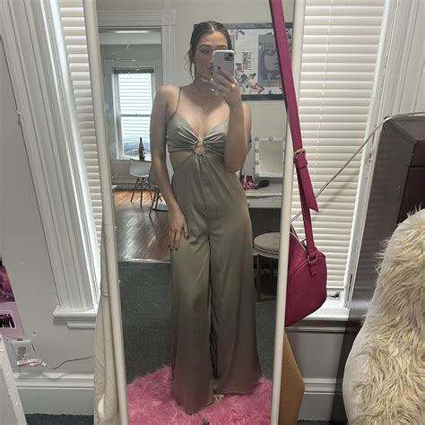 Silver Champagne Silk Jumpsuit Perfect For Many Depop