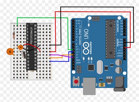 Arduino Uno As Isp Wiring Diagram For Burning The Arduino Hd Png
