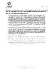 Design Development Of A D Printed Quadcopter Using A System Engineering Approach In An