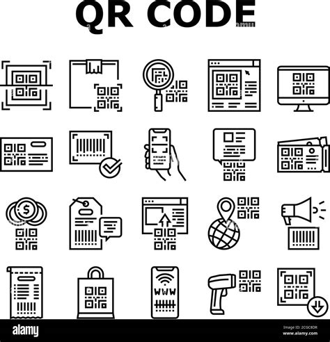 Qr Code Identification Collection Icons Set Vector Stock Vector Image