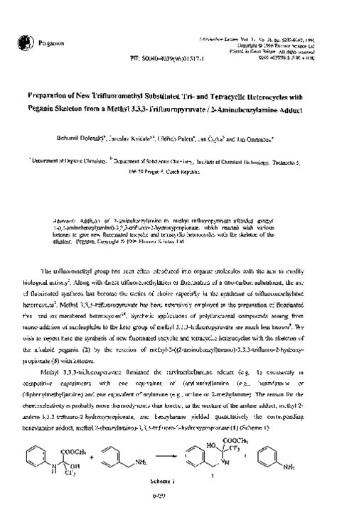 Pdf Preparation Of New Trifluoromethyl Substituted Tri And Tetracyclic Heterocycles With