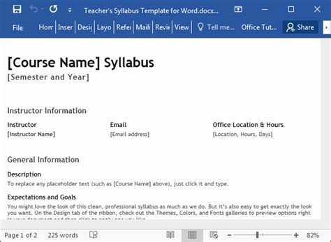 Course Syllabus Template For Teachers