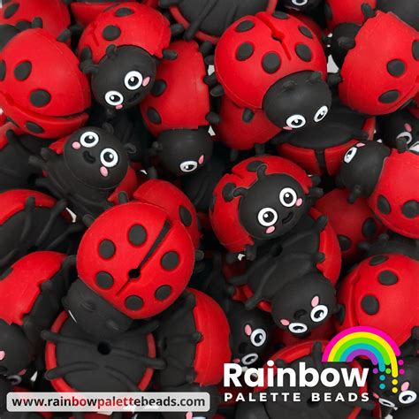 3d Ladybug Exclusive Silicone Focal Bead Rainbow Palette Beads