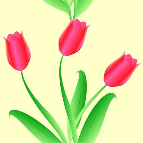 Premium Vector Elegance Seamless Color Tulips Pattern