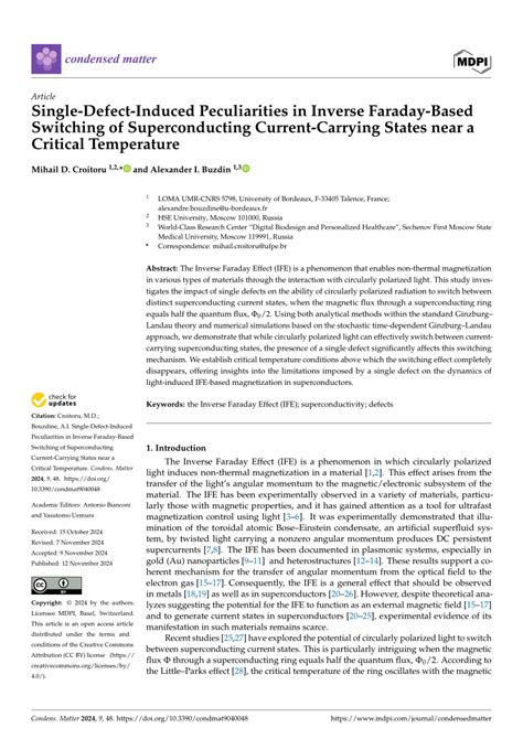 Pdf Single Defect Induced Peculiarities In Inverse Faraday Based