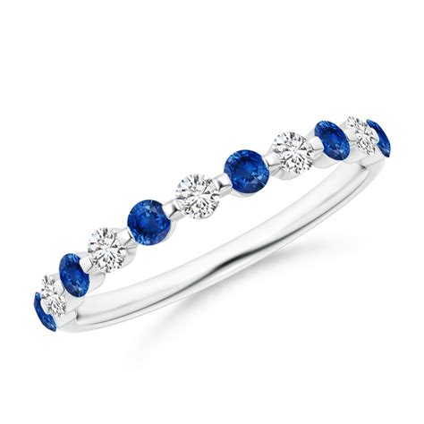 Floating Sapphire And Diamond Semi Eternity Wedding Ring Angara