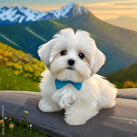 귀여운 아기 말티즈 Stock Illustration Adobe Stock