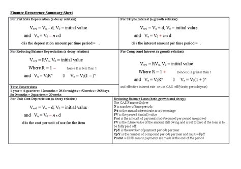 Finance Recurrence Summary Sheet 2021 Finance Recurrence Summary Sheet For Flat Rate