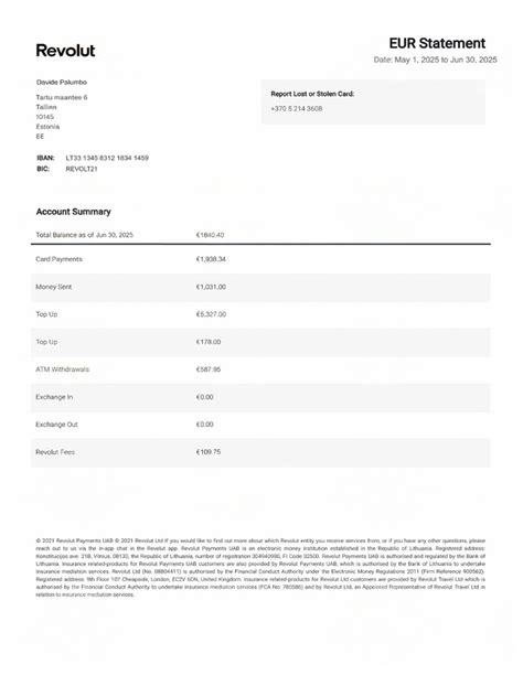Revolut Statement 2 Pdf
