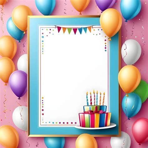 Birthday Party Invitation Card Frame Vertical Background Empty Copy Space For Text Premium Ai