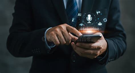 Ai Voice Assistant On Smartphone Concept Businessman Using Voice