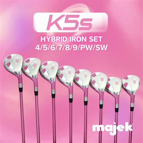 Majek K5s Pink Ladies Golf Hybrids Irons Set Womens All True Hybrid Ul