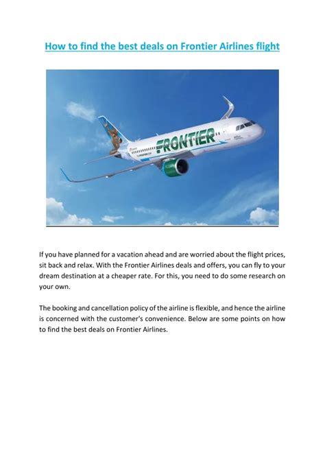 Ppt How To Find The Best Deals On Frontier Airlines Flight