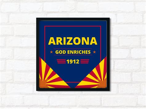 Arizona Flag Digital Printable Art Minimalist Yellow Blue Red