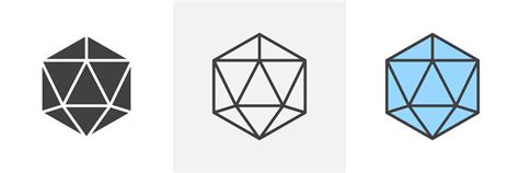 Dice D20 Icon Set Die With 20 Sides Symbol 3d D20 Vector Image