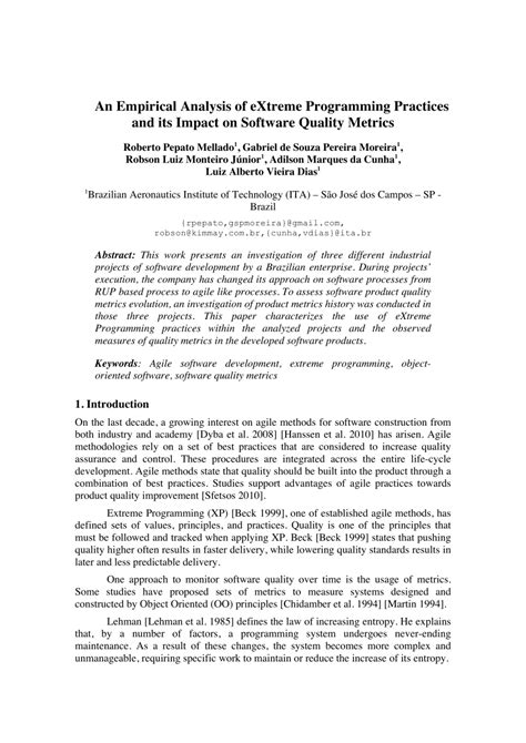 Pdf An Empirical Analysis Of Extreme Programming Practices And Its