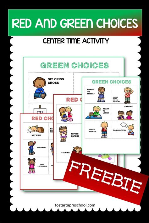 Red Choices Green Choices Free Printables These Choices Are Just As Important As Learning ...