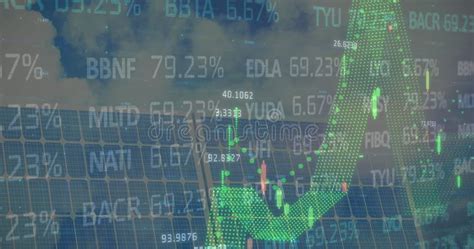 Image Of Financial Data And Graphs Over Solar Panels Stock Image
