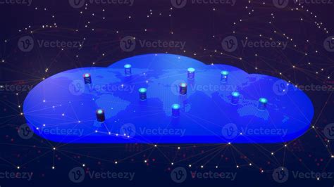 La Base De Datos Múltiple Se Coloca En El Mapa Mundial De Puntos