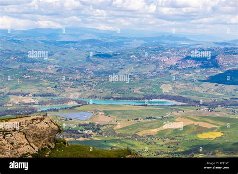 Picturesque Green Hilly Valley Near Enna City Central Sicily Italy