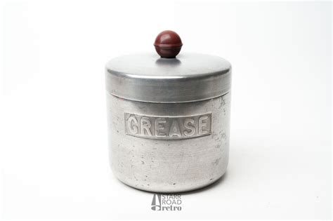 Vintage Grease Canister With Strainer Retro Kitchen Decor Aluminum