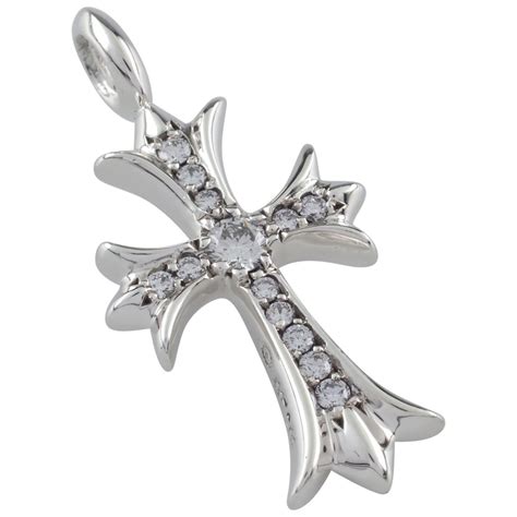 Chrome Hearts Sterling Silver Diamond Cross Pendant 045 Carat At 1stdibs