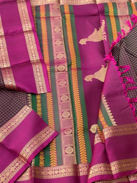 Threadwork Kanchivaram Silk Saree With Kalakshetra Kili Pallu And Rett