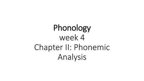 Solution Phonology Lecturephonemic Analysis Studypool