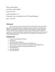 Exploring DC Voltage Regulation With Switching Circuits In RLC Course Hero
