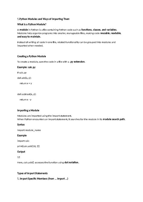 Python Modules And Packages Importing Creating And Managing Studocu