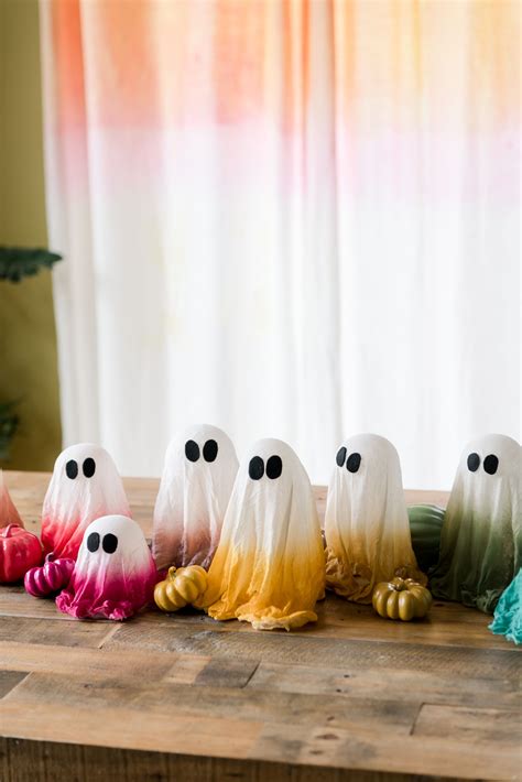Colorful Cheesecloth Ghosts Cheesecloth Ghost Cheesecloth Ghost Diy