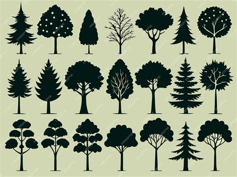 Premium Vector A Collection Of Trees And Shrubs Vector Art Illustration
